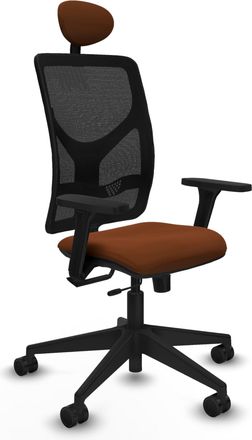 Piqueras y Crespo Sicherheitsstuhl mit 3D-Armen, h&ouml;henverstellbarer Lendenwirbelst&uuml;tze und festem Kopfteil, ausgestattet mit Syncro/Traslack und Schneideschaum, Schwarz