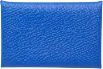 Herm&egrave;s Porte-cartes Calvi Pre-owned - Femme - Pre-owned - Bleu - Taille: ONE Size