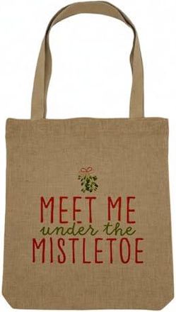 Fabulous Sac Shopping Tote Bag Aspect Lin - Meet me under the Mistletoe Noel Hiver Cadeau P&egrave;re Noel - Sac de Courses Toile Epaisse 360g Beige Naturel Cabas Por