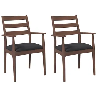 vidaXL Vidaxl - Sedie Da Pranzo Con Cuscini 2pz Marrone Legno Massello Di Hevea