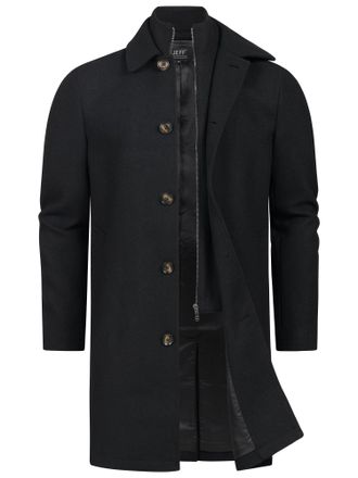JEFF Herren JFTyler Klassischer Herrenmantel mit Strickeinsatz | Winterjacke Mantel f&uuml;r M&auml;nner Black, 3XL