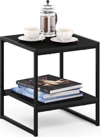 Furinno Camnus Beistelltisch mit 2 Ablagefl&auml;chen, Holz, 40 x 40.39 x 45.72 cm, Americano