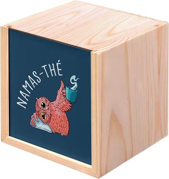 Fabulous Box aus Holz - Namas-Tee, Eule, indische Tiere, niedlich, Tee (10 x 10 x 10 cm)