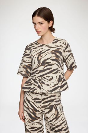 Ganni wei&szlig; Oberteil aus Zebra-Denim Bio-Baumwolle - Gr&ouml;&szlig;e 32
