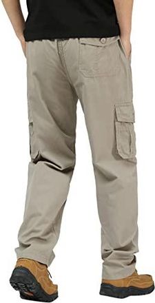 Generic Pantalon de travail léger pour homme, pantalon cargo à coupe décontractée, pantalon de combat jambe droite, pantalon décontracté, taille élastique, pa