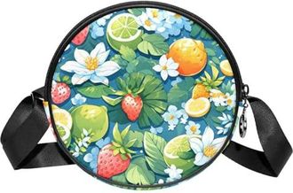 Generic Sac &agrave; bandouli&egrave;re Circle pour femme, petit sac &agrave; bandouli&egrave;re color&eacute; avec fermeture &eacute;clair, bretelles r&eacute;glables, sac &agrave; main rond d&eacute;contract&eacute; pour femme