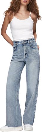 LTB Jeans Jeans Damen Danica L - Wide High Rise Basic-5-Pocket Light Wash Blau aus Baumwolle - Größe W33L34