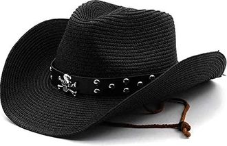 Generic Chapeau de Cowboy Western pour Homme Femme - de Paille Pliable Anti-UV de Plage dété Loisir avec Bandeau