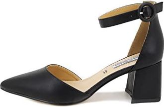 Queen Helena Escarpins Femme avec Bride Talon Moyen Bout Fermé Confortables Élégants Légers Décontractés ZM9001 Noir 36