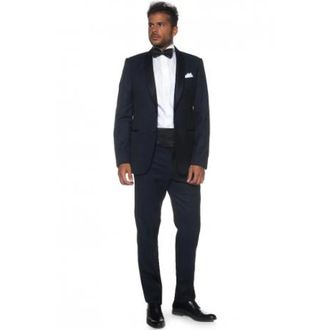 Emporio Armani Eleganter Smoking mit rundem Satin-Revers - - Suits - Herren - Blau - L