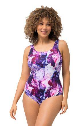 Ulla Popken Damen Alice, Softline, Marbleprint Badeanzug, Lila, 62-64