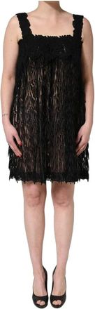 Dolce & Gabbana Femme, Robes, Noir, Taille: 42 FR Mini-robe sans manches &agrave; franges