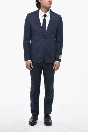 Corneliani CC COLLECTION Anzug mit zwei Kn&ouml;pfen im District-Karo mit klassischem Revers Corneliani
