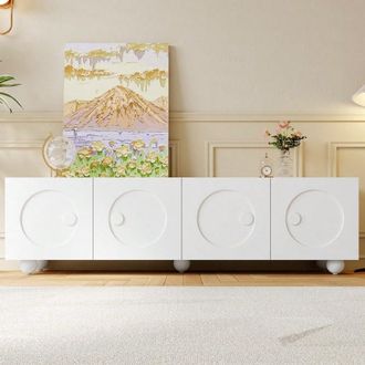 Generic Wei&szlig;er moderner TV-St&auml;nder - Einzigartiger Design-TV-St&auml;nder mit Medienpanel - Abmessungen: 180,5 x 38 x 50 cm (B x T x H)