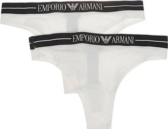 Emporio Armani Femme, Sous-vêtements, Blanc, Taille: 40 FR Coton Biologique Logo Taille Brésilien Lot