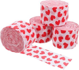 DOITOOL 4 Stück Romantische Herzpapiergirlanden Pinke Krepppapier-Dekorationen für Hochzeit Valentinstag Verlobungsfeier Einfache Handhabung Wiederverwendbar 