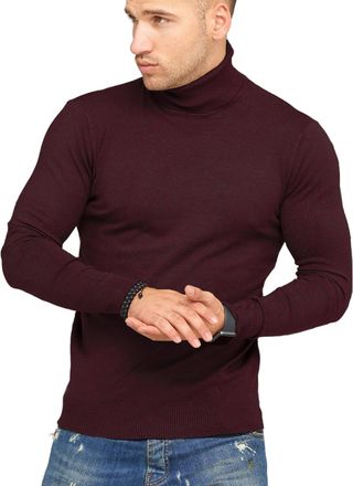Behype. Herren Feinstrick Rollkragen-Pullover Casual & Business Pulli 40-8200 Weinrot M
