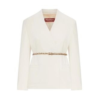 Max Mara Femme, Vestes, Beige, Taille: 36 FR Veste en cady crois&eacute;e avec ceinture