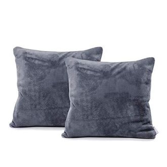 Decoking 57568 2tlg 2 Kissenbezüge 45x45 cm Mikrofaser Reißverschluss Fleece Kissenhüllen Grafit anthrazit grau Mic