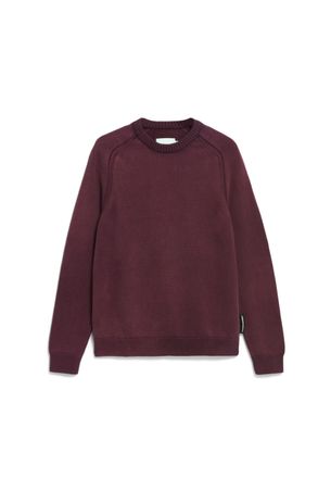 Armedangels Herren Pullover aus Bio-Baumwolle VAANJO GMT DYE Regular Fit Dark Cranberry