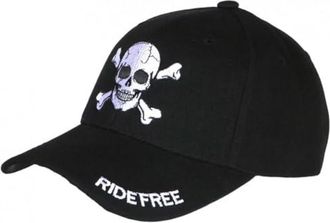 Nyls Création Casquette Tete de Mort Ride Free Noire Biker Baseball Motard - Taille Unique - Noir