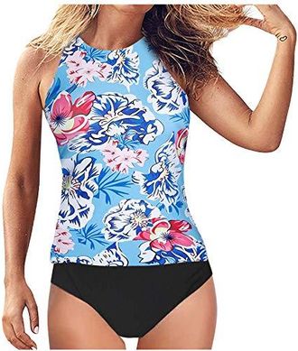 Generic Tankini pour femme avec short taille haute - Maillot de bain vintage gainant 2 pi&egrave;ces - Maillot de bain de vacances modeste pour la piscine, blanc, XL