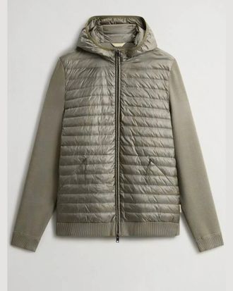 Woolrich Leichte Hybrid-Steppjacke Allen mit Strickanteil und Kapuze in
