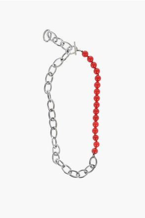 Jil Sander Silver SOLIDITY Chain Necklace with Beads size Unica