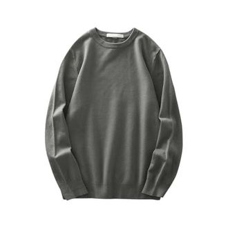 Generic Pull en laine épaisse et chaude à col rond et manches longues pour homme, gris foncé, 3XL