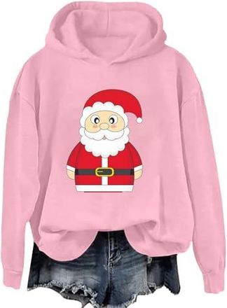 Generic HUIFUAO Sweat à capuche de Noël pour femme - Sweat-shirt de Noël amusant - Tenue de Noël surdimensionnée - Pull à manches longues - Costume de vacance