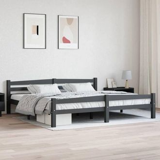 vidaXL Massivholzbett Dunkelgrau Kiefer 200x200 cm Vidaxl