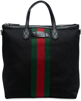 Gucci Hobo Bags - Canvas Techno Web Vertical Zip Tote - Gr. unisize - in Schwarz - f&uuml;r Damen