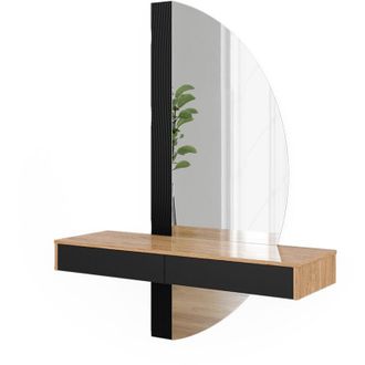 Vicco Coiffeuse Melisa 120 cm - Noir - 2 tiroirs avec &eacute;clairage LED int&eacute;gr&eacute; - Panneau de particules avec surface en m&eacute;lamine