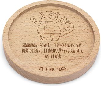 Mr. & Mrs. Panda Untersetzer Skorpion Astrologie - Geschenk, Geburtstagsgeschenk, Sternzeichen, Flaschenuntersetzer, Tassenuntersetzer, Rund, Tierkreiszeichen, Getr&auml;nk