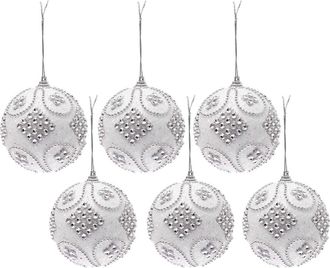 PartyKindom 6st&uuml;cke Mini-Weihnachtskugel Bunt Mit Glitzer-Pailletten Und Strasssteinen Weihnachtsbaumschmuck H&auml;ngende Dekoration Anh&auml;nger F&uuml;r Christbaum Weihnacht