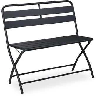 Relaxdays Gartenbank, klappbar, hbt: 83,5x90x49 cm, wetterfest, 2-Sitzer, Garten, Balkon, Faltbank, Stahl Sitzbank, grau - Relaxdays