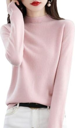 Generic Pull en cachemire pour femme, manches longues, col rond, l&eacute;ger et doux, pull chaud pour femme, rose, XL