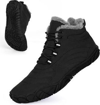 Fienza Barefoot Bottes de randonn&eacute;e dhiver pour homme et femme - Imperm&eacute;ables - Chaudes - Doubl&eacute;es en fourrure - Confortables - Antid&eacute;rapantes - Unisexe, Noi