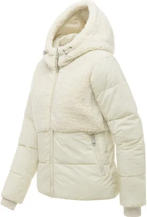 Ragwear Steppjacke Patuff Y Leichte Winterjacke im Teddy-Stepp-Materialmix mit Kapuze, winddicht