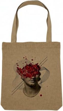 Fabulous Sac Shopping Tote Bag Aspect Lin - Sculpture Explosant Collage Art Surr&eacute;alisme - Sac de Courses Toile Epaisse 360g Beige Naturel Cabas Port&eacute; Epaule So