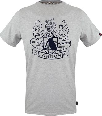 Aquascutum Large Shield Aldis Logo Graues T-Shirt