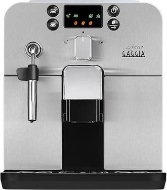 Gaggia RI9305/11 Brera - Kaffeevollautomat, für Espresso und Cappuccino, Kaffeebohnen oder gemahlen, 1400 W, Silber/Schwarz, 100 % Made in Italy