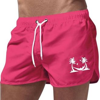 Generic Short de bain hawa&iuml;en &agrave; s&eacute;chage rapide pour homme avec poches, rose vif, XXL