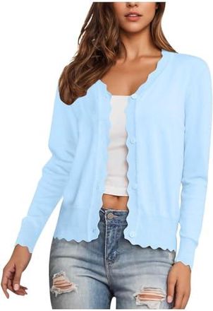 Generic Cardigan en tricot à manches longues et col en V boutonné léger pour femme tendance 2025 hiver décontracté ouvert sur le devant pour femme, Cardigans 