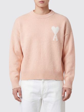 Ami Pull &agrave; col rond en m&eacute;lange de laine et alpaga avec logo jacquard