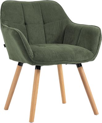 Clp Esszimmerstuhl gepolstert mit Lehne Vienna, K&uuml;chenstuhl mit Cordbezug, Sessel mit Holzgestell bis 150 kg belastbar, Farbe:gr&uuml;n, Gestell Farbe:Natur