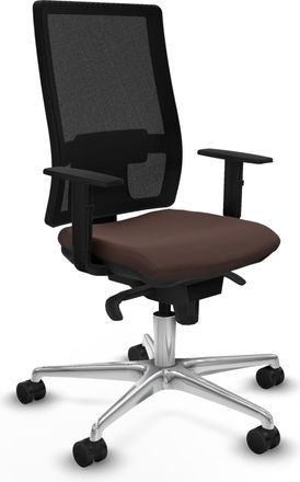 Piqueras y Crespo Schreibtischstuhl mit 1D-Armlehnen, h&ouml;henverstellbare Lendenwirbelst&uuml;tze, mit 5 Positionen und injiziertem Schaumstoff, Schwarz/Dunkelbraun