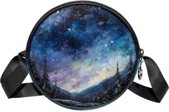 Generic Sac &agrave; bandouli&egrave;re Circle pour femme, petit sac &agrave; bandouli&egrave;re Milky Way avec fermeture &eacute;clair, bretelles r&eacute;glables, sac &agrave; main rond d&eacute;contract&eacute; pour fe