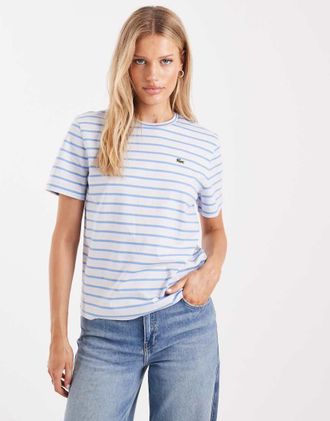 Lacoste Gestreiftes T-Shirt in Hellblau