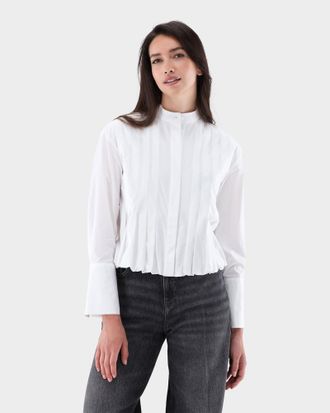 van Laack Stehkragenbluse mit Falten
